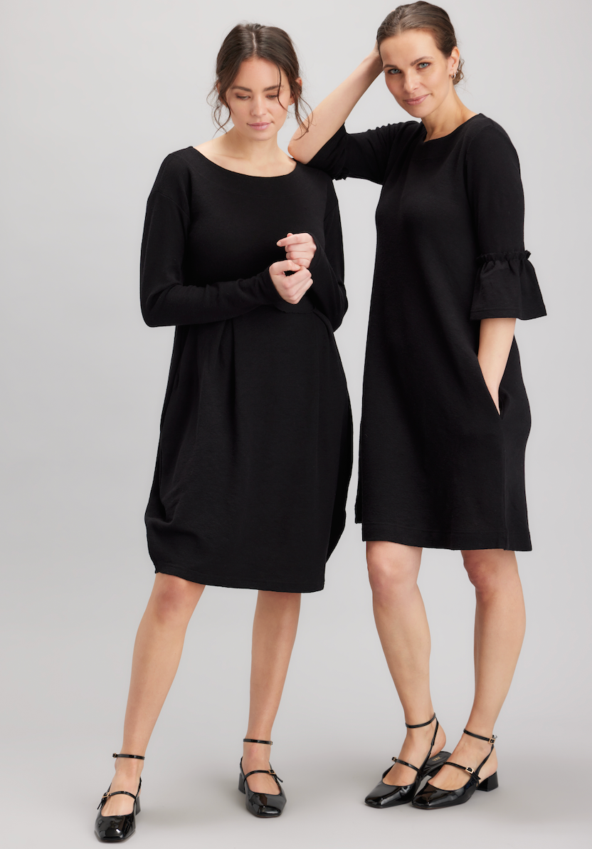 Merino Wool Dress with Trumpet Cuff in Charcoal – Raft Clothing Company