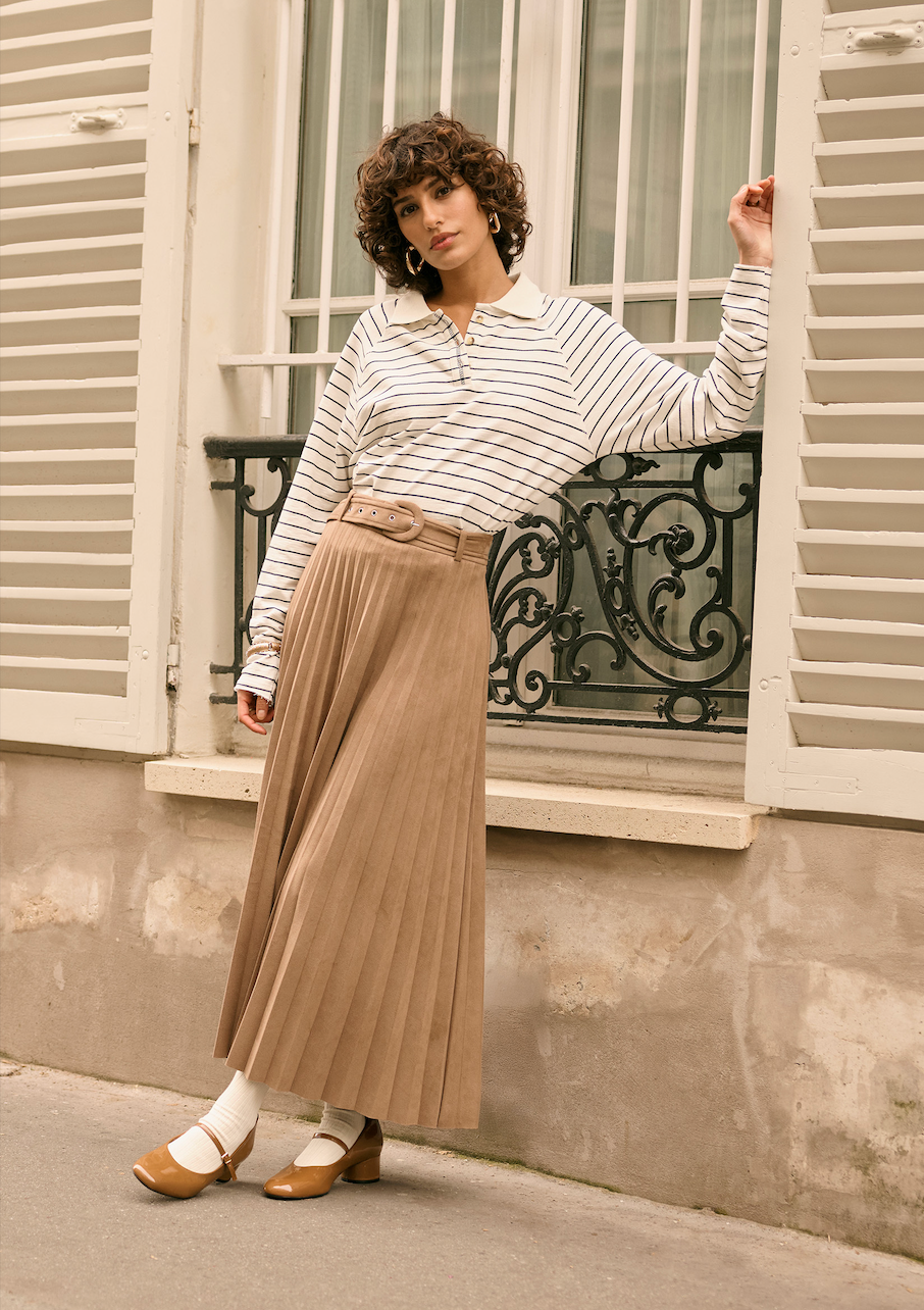 Cala Pleated Maxi Skirt in Cocoa Crème – Raft Clothing Company